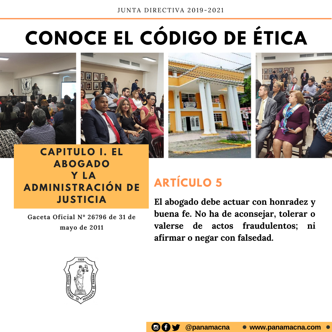 CONOCE EL CÓDIGO DE ÉTICA – ARTÍCULO 5 | Colegio Nacional de Abogados ...